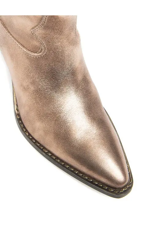 NEROGIARDINI Texan Western Leather Boots - Gold