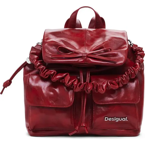 Desigual Bow Accent Faux Leather Backpack