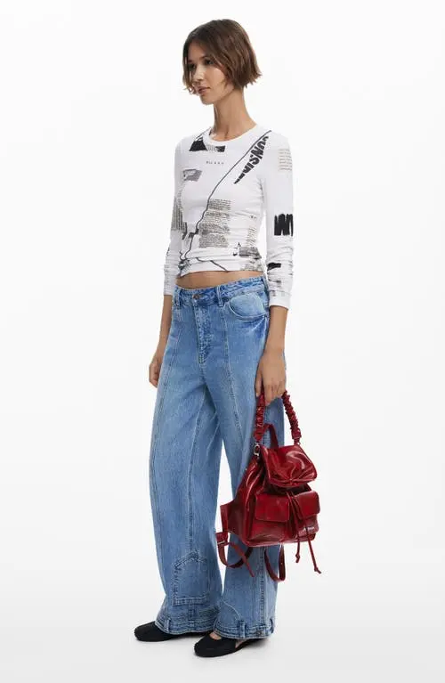Desigual Bow Accent Faux Leather Backpack