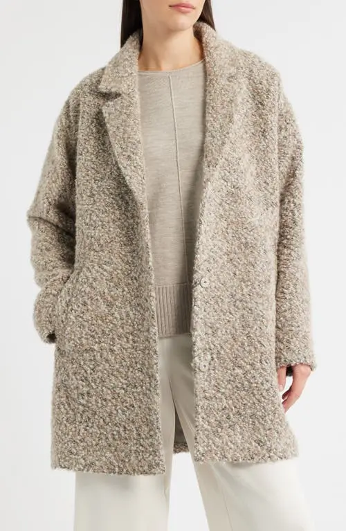 Eileen Fisher Notch Collar Long Coat - Biscuit Beige