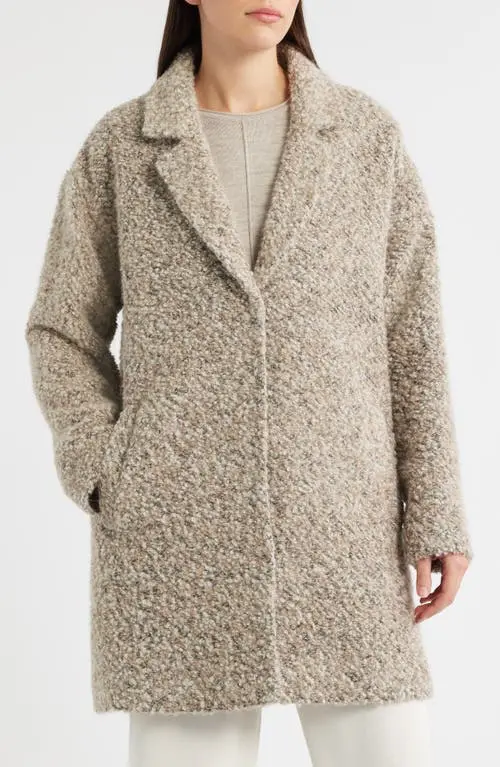 Eileen Fisher Notch Collar Long Coat - Biscuit Beige