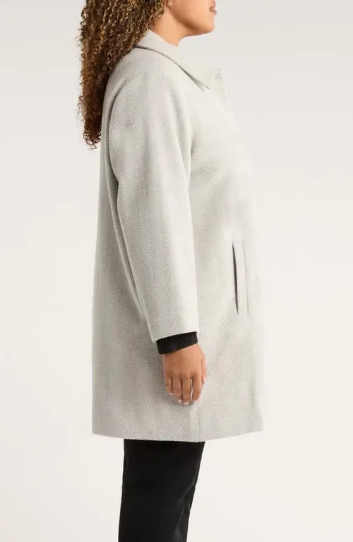 Eileen Fisher Herringbone Wool Longline Coat - Sea Salt