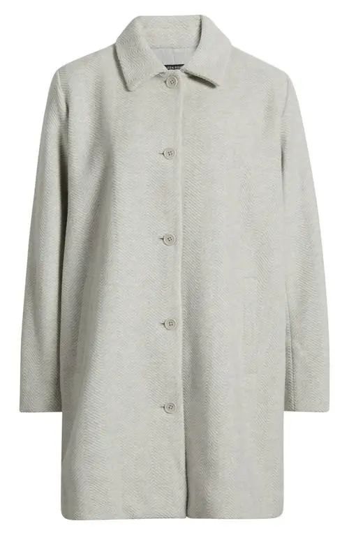 Eileen Fisher Herringbone Wool Longline Coat - Sea Salt