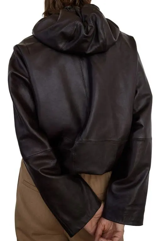 Mango Selection Leather Hooded Jacket