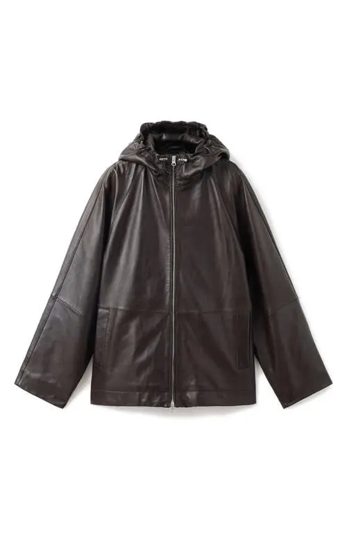 Mango Selection Leather Hooded Jacket