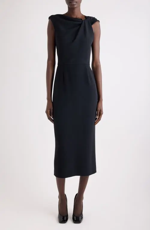 Givenchy Draped Crepe Cady Midi Pencil Dress