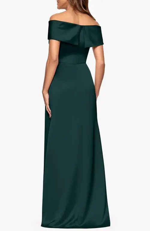 XSCAPE EVENINGS Off-the-shoulder Satin Gown - Hunter