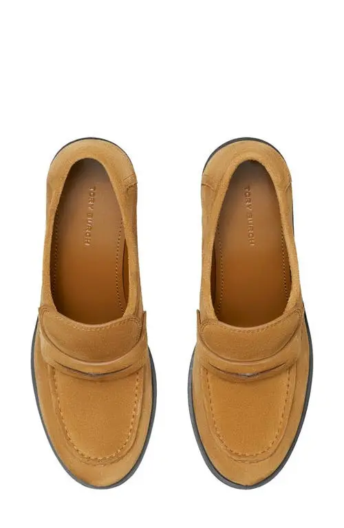 Tory Burch Block Heel Penny Loafer - Wild Tobacco