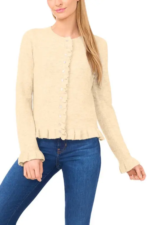 CECE DUPRAZ Ruffle Trim Ribbed Cardigan - Butter Cream Yellow