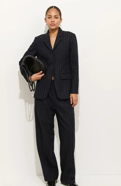 ALEX MILL Pinstripe Pleated Wool Trousers