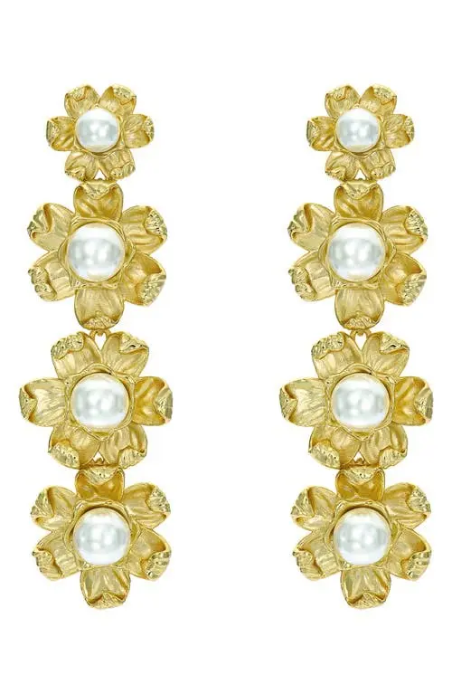 Ted Baker London Daisy Faux Pearl Linear Drop Earrings - Gold Tone/pearl