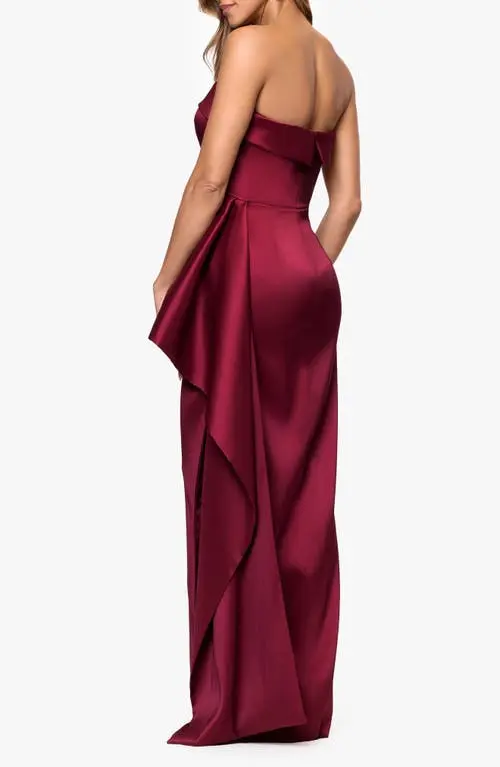 XSCAPE EVENINGS Strapless Mikado Column Gown With Ruffle