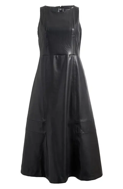 Halogen Structured Faux Leather Midi Dress - Rich Black 060
