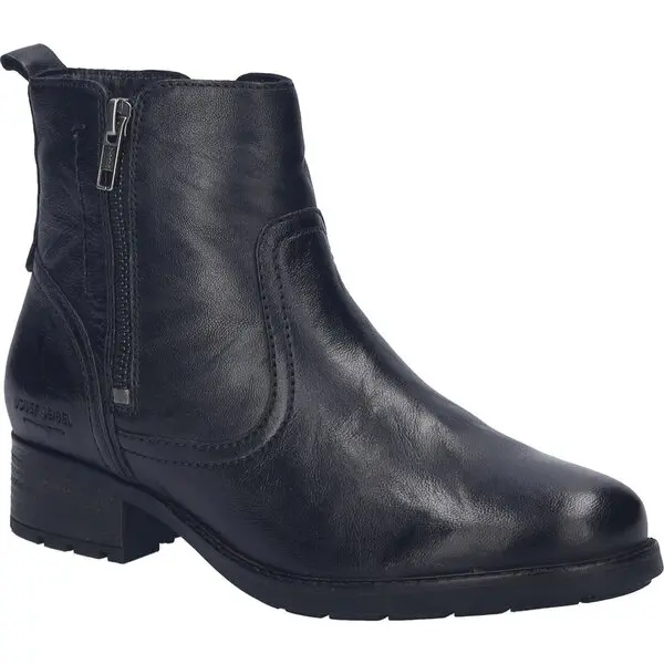 Josef Seibel Tumbled Leather Booties - Black
