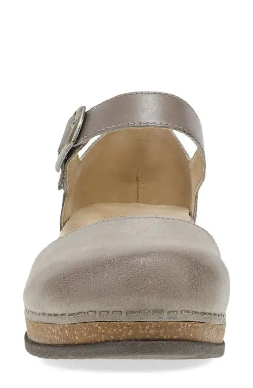 Dansko Mae Ankle Strap Platform Clog - Taupe Suede