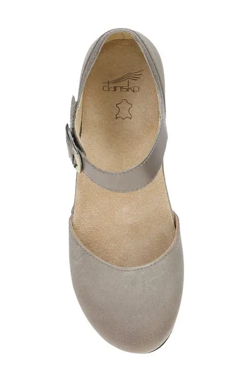 Dansko Mae Ankle Strap Platform Clog - Taupe Suede