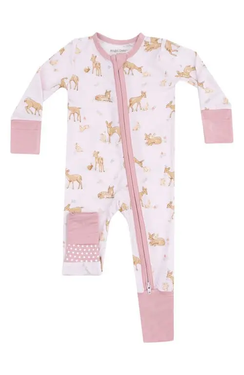 ANGEL DEAR Little Fawn Convertible Zip Romper - Light Pink/pink