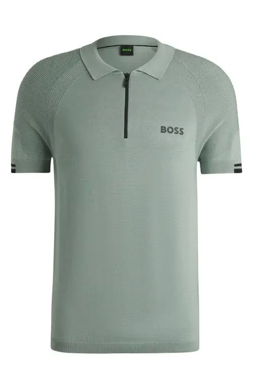 BOSS Perform-max Quarter-zip Polo Sweater - Open Green
