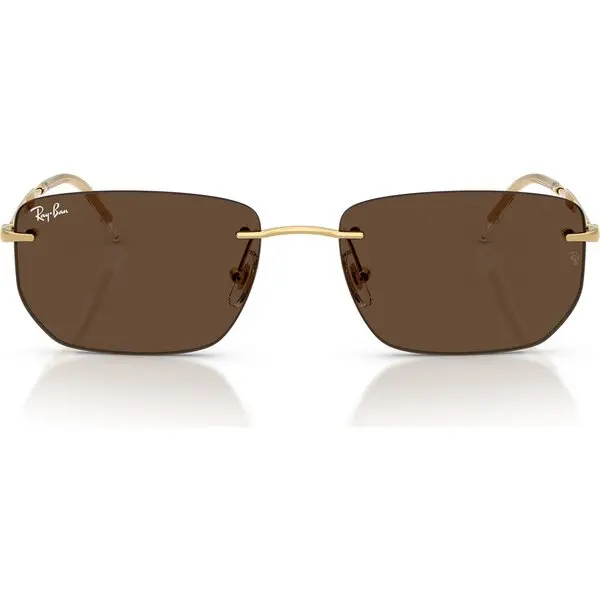 Ray-ban 56mm Rimless Rectangular Sunglasses - Arista/dark Brown