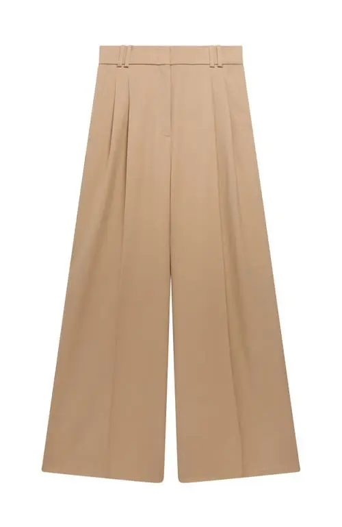 Another Tomorrow Twill Pleated Trouser - Camel
