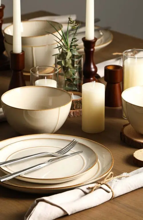STONE + LAIN Infinity Stoneware 12-piece Dinnerware Set - Beige