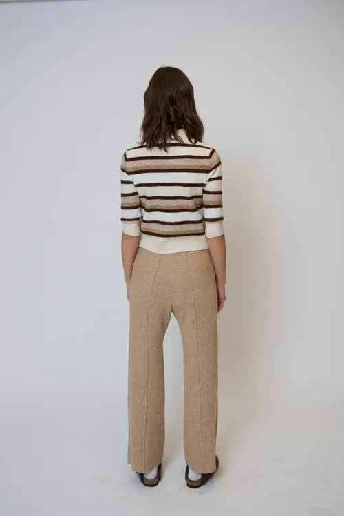 Central Park West Striped Half Sleeve Crew Neck Top