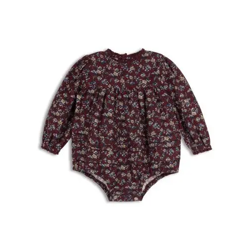 LOOMS KNITS Brushed Floral Dress Collection Romper - Wine