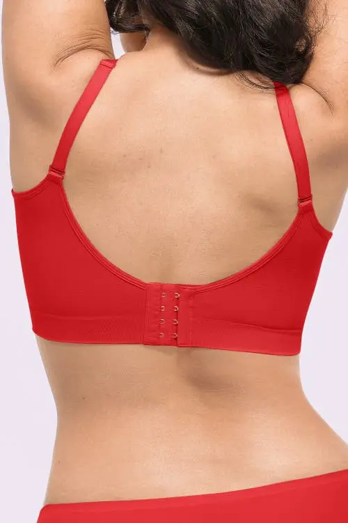 SHAPELLX Skin Flow Smooth Unlined Wireless Bra - Cherry Red