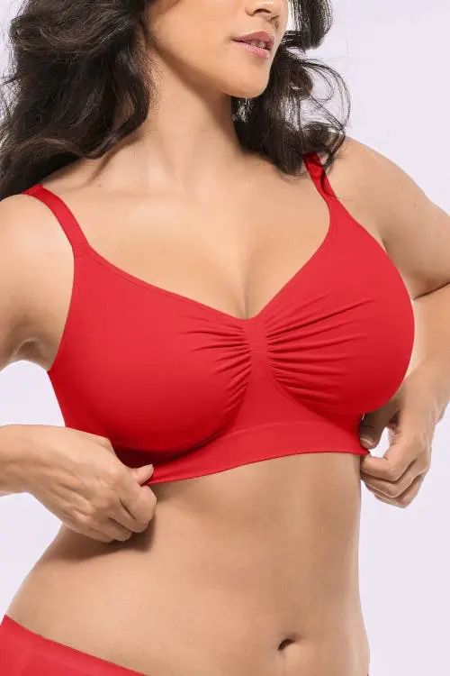 SHAPELLX Skin Flow Smooth Unlined Wireless Bra - Cherry Red