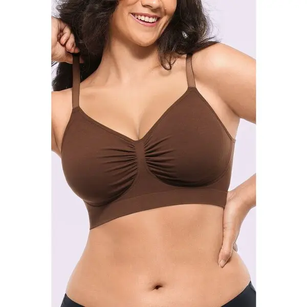 SHAPELLX Skin Flow Smooth Unlined Wireless Bra - Deep Coffee