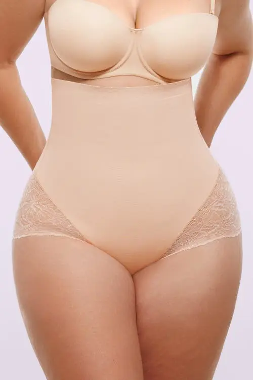 SHAPELLX Mesh Smooth High-waisted Sheer Lace Brief - Nude