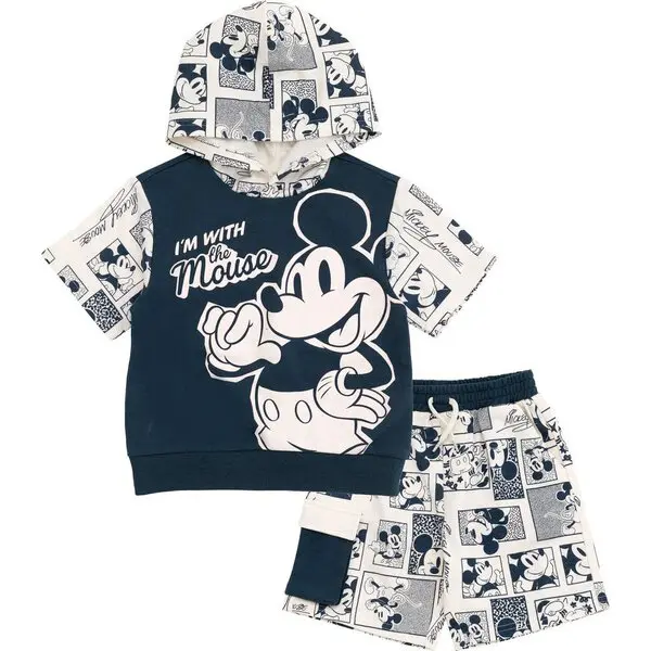 Disney Pullover Hoodie And Shorts Set - Mickey Mouse Blue