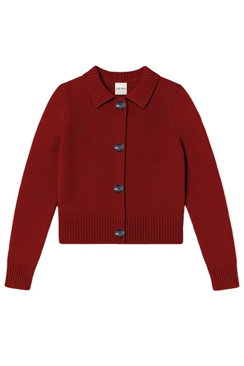 VIR VITA Kaia Cashmere Cardigan - Cherry