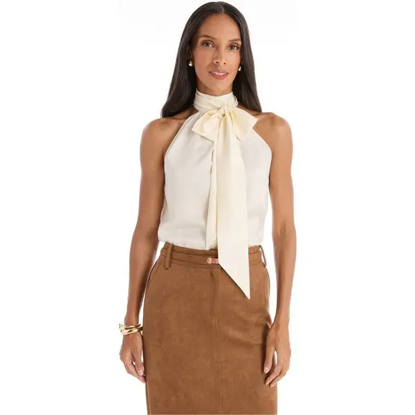 THE NOLI SHOP Rina Tie Neck Blouse - Pearl
