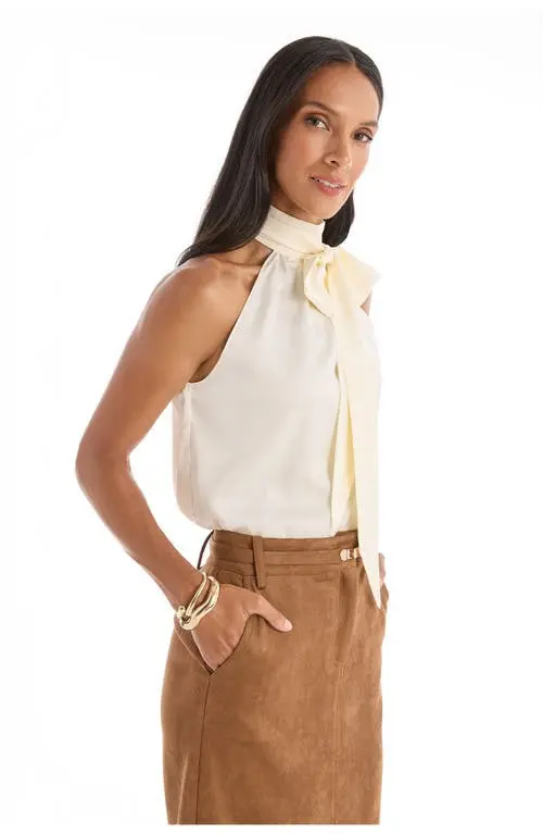 THE NOLI SHOP Rina Tie Neck Blouse - Pearl