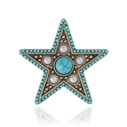 Jessica Simpson Star Pin With Crystal Accents - Turquoise
