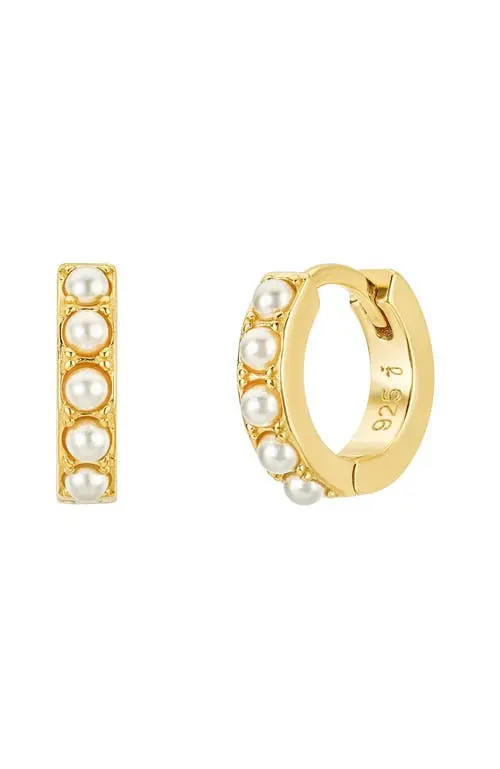 UNTAMED PETALS Pixie Huggie Hoop Earrings - Pearl