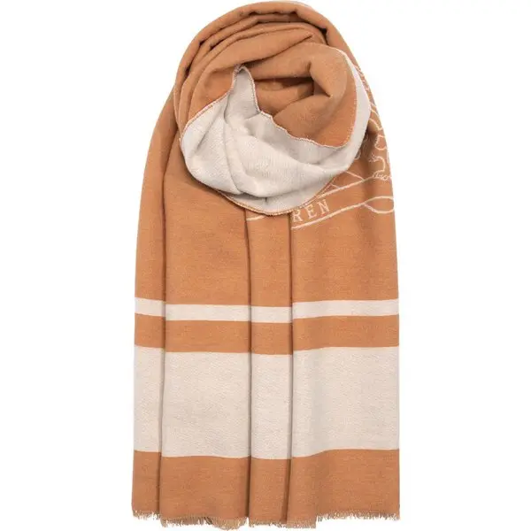 Ralph Lauren Crest Jacquard Wrap - Camel/cream