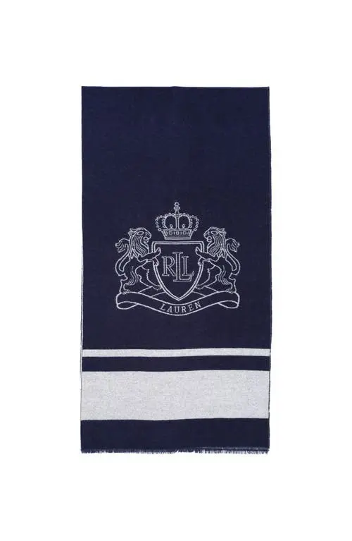 Ralph Lauren Crest Jacquard Wrap - Navy/cream