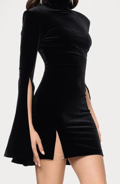 BLONDIE NITES Velvet Mini Dress With Bell Sleeves