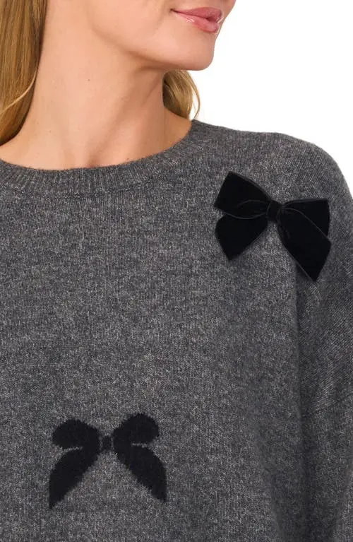 CECE DUPRAZ Bow Crewneck Sweater - Medium Heather Grey