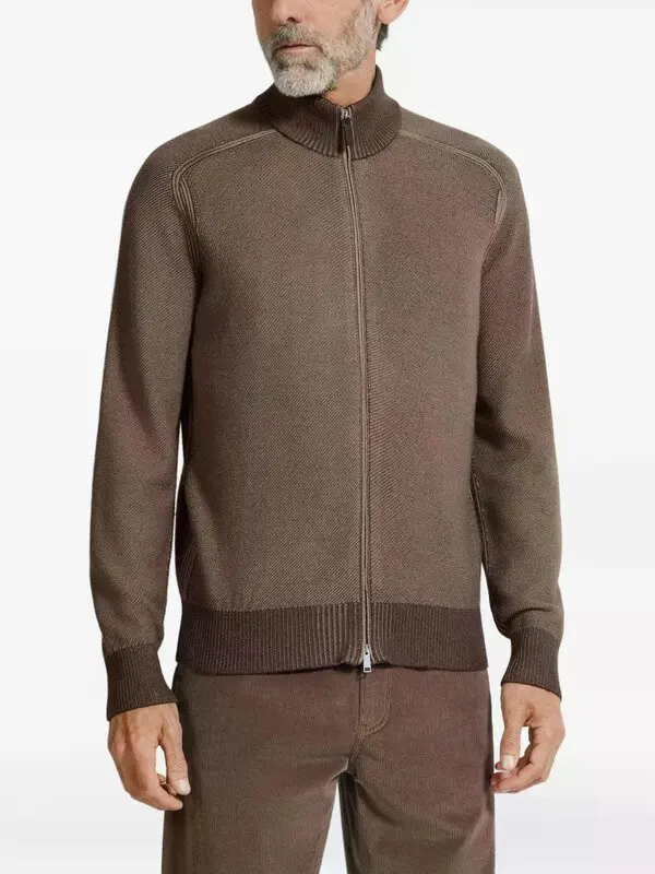 Zegna Zip-up Cardigan - Brown