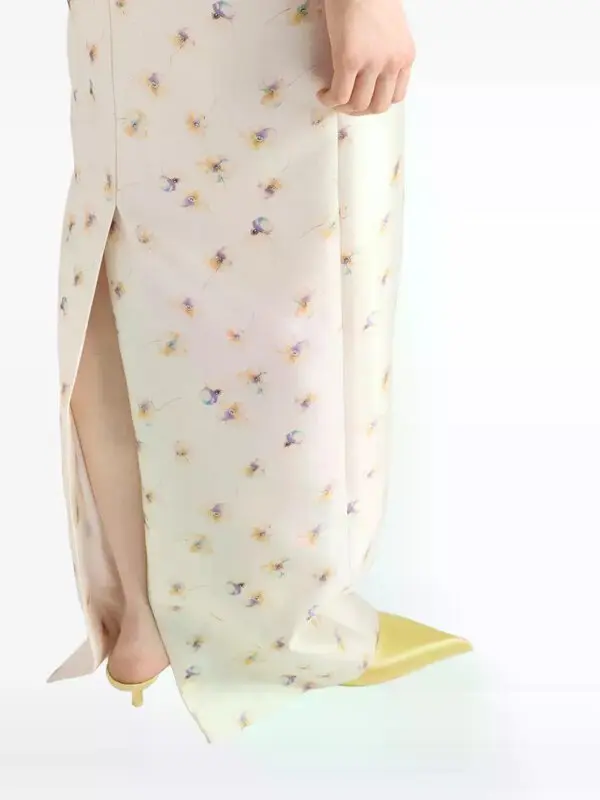 Prada Floral Print Silk Dress - Neutrals