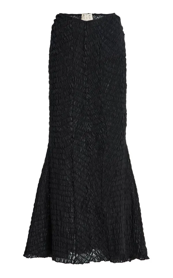 TG BOTANICAL Marla Shirred Maxi Skirt - Black