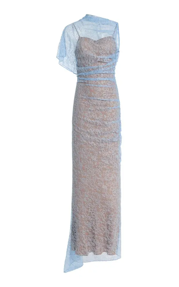 DE LA VALI Exclusive Lucho Lace Maxi Dress - Blue