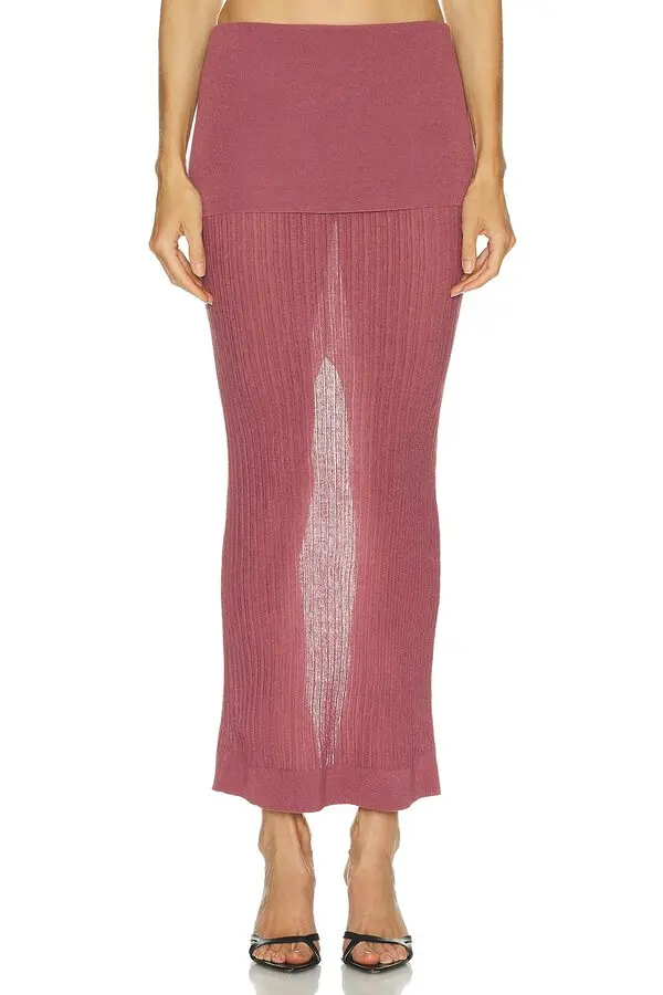 SKIMS Sheer Knit Fold Over Maxi Skirt
