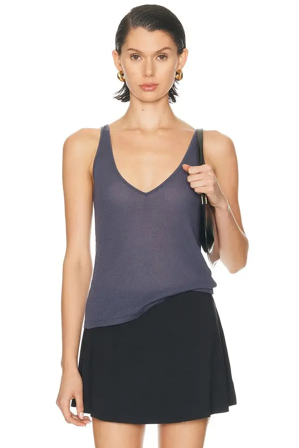 SKIMS Sheer Cotton V-neck Tank Top - Sleet