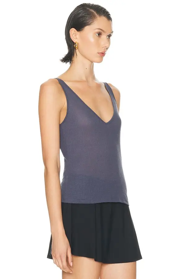 SKIMS Sheer Cotton V-neck Tank Top - Sleet