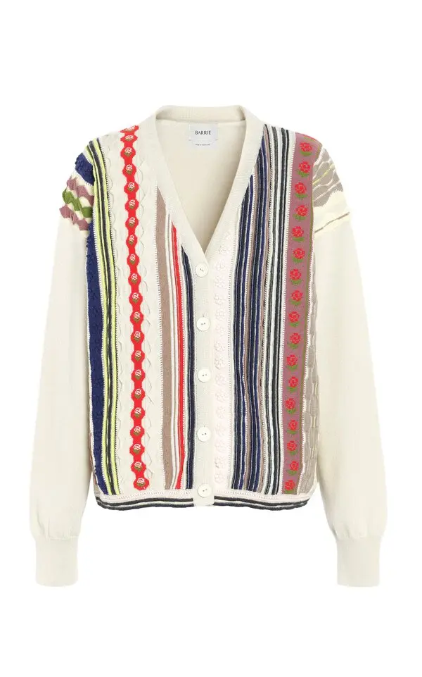 BARRIE Striped Cashmere Cardigan