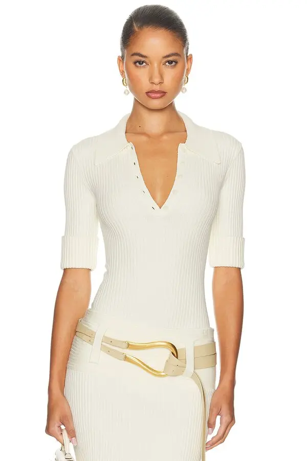 HELSA Devora Polo Bodysuit - Ivory